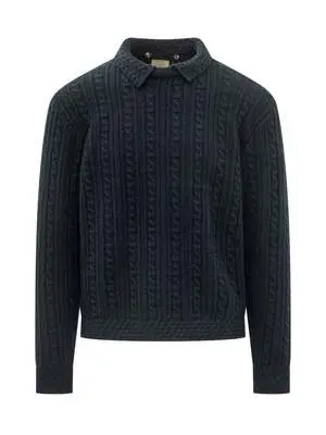 RAKKI Mixed Stitch Pullover Sweater - Blu Notte