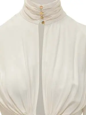 Elisabetta Franchi High-neck Blouse With Belt - Burro