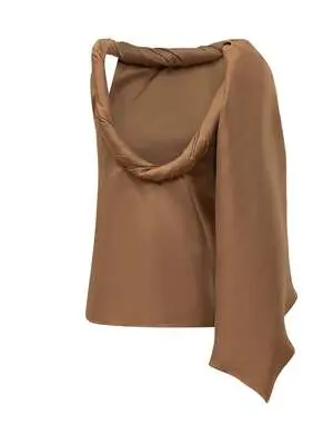 Loulou De Saison Silk Draped Neck Top