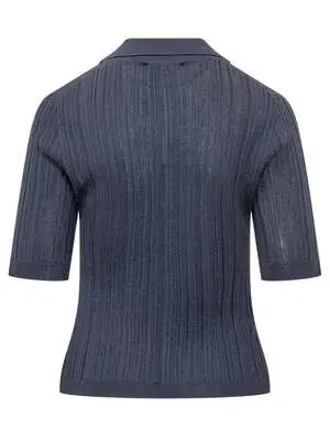 ATOMO FACTORY Textured Polo With Collar And Buttons - Blu