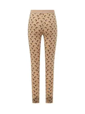 MARINE SERRE Moon Printed Leggings With Fascia Logo - Tan