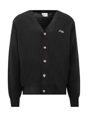 Drole De Monsieur Embroidered Merino Wool Cardigan - Black