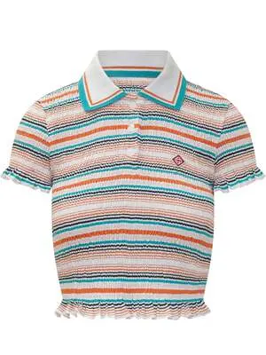 Casablanca Shirred Polo With Stripes