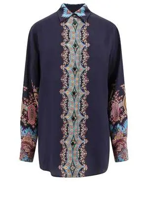 Etro Paisley Print Silk Button-front Shirt