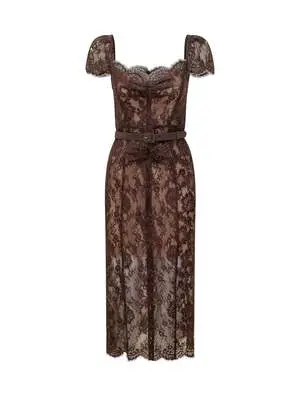 SELF-PORTRAIT Floral Lace Midi Dress