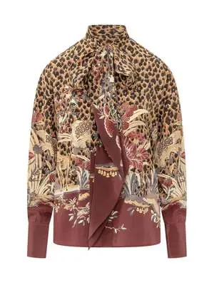 Etro Animal Print Silk Blouse