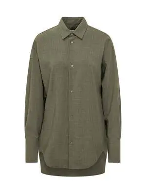 DARKPARK Carla Oversized Linen-blend Shirt - Green Melange