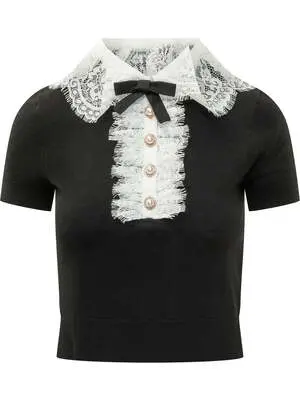 SELF-PORTRAIT Knit Thece Collar Top