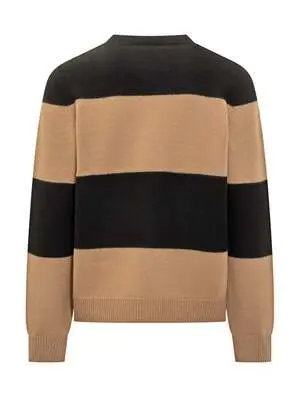 A.p.c. Striped Logo Virgin Wool Sweater
