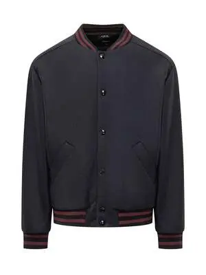 A.p.c. Wool Bomber Jacket With Striped Detail