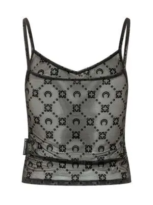 MARINE SERRE Geometric Pattern Long Sleeve Mini Top