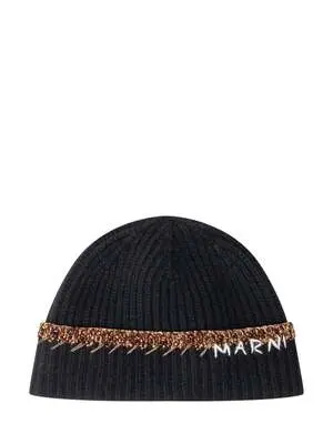 Marni Wool Logo Beanie - Nero