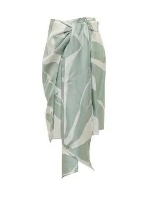 Max Mara Leaf Motif Silk Mini Skirt