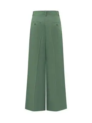 Max Mara Wide-leg Trousers With Pleats In Linen-viscose Blend