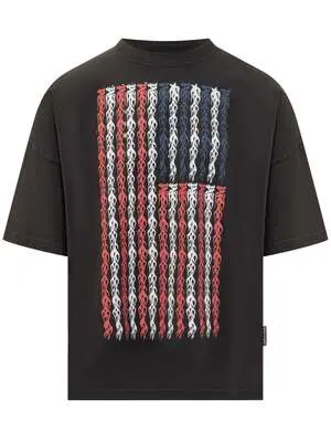 Palm Angels Mini T-shirt With Unique Artwork - Black Multicolor