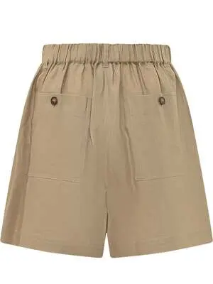 Max Mara Linen Shorts With Front Closure And Pockets
