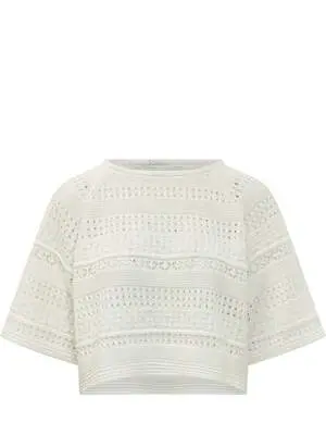 Max Mara Openwork Knit Sweater With Cut Sleeves