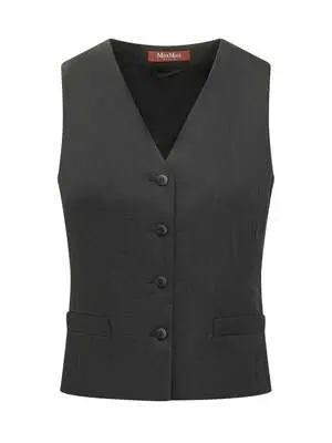 Max Mara Linen Button Detail Gilet - Nero