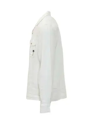 Palm Angels Linen Long Sleeve Shirt With Logo And Pockets