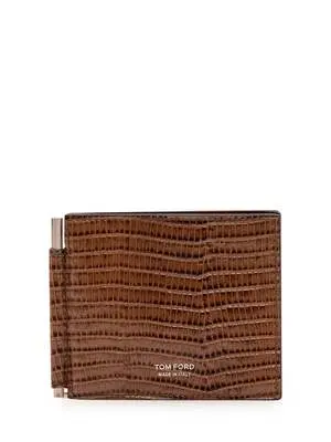 TOM FORD Calf Leather Money Clip Wallet - Caramel