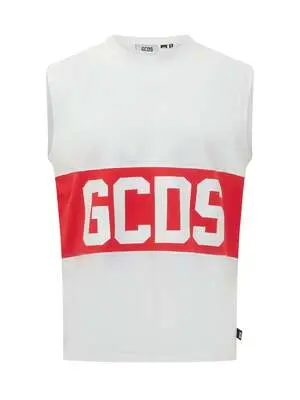 Gcds Classic Logo Tank Top - Optic White/red
