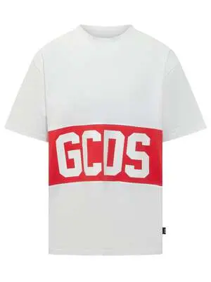Gcds Graphic T-shirt With Stampaint Design - Optic White/red