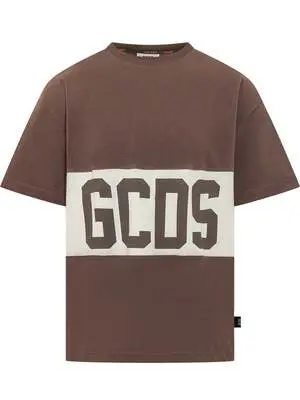 Gcds Band Logo Loose T-shirt - French Roast/bone