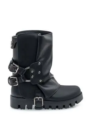 Dolce & Gabbana Leather Biker Mini Boots - Nero
