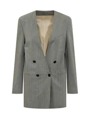 Alberta Ferretti Tailored Wool-blend Blazer Jacket - Multi Grey