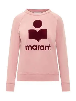 MARANT ETOILE Cotton-blend Graphic Sweatshirt T-shirt - Bubblegum/burgundy