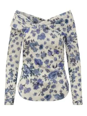Isabel Marant Étoile Silk Off The Shoulder Mini Top