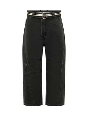 MORDECAI Structured Paintntaloni Trousers With Belt