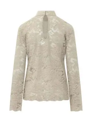 LE SULLY STUDIO Leisure Studio Lace-trim Shirt - Panna