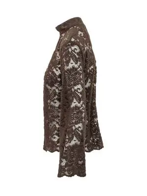 LE SULLY STUDIO Lace Detail Studio Shirt - Moro