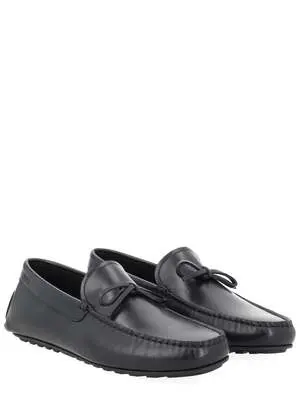 BOSS Leather Moccasin With Bow - Black
