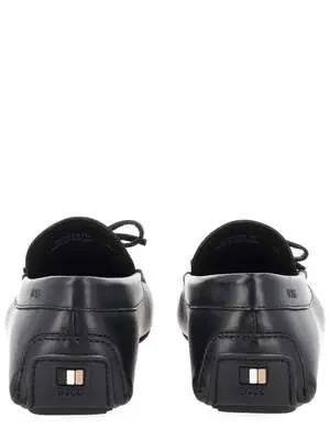 BOSS Leather Moccasin With Bow - Black