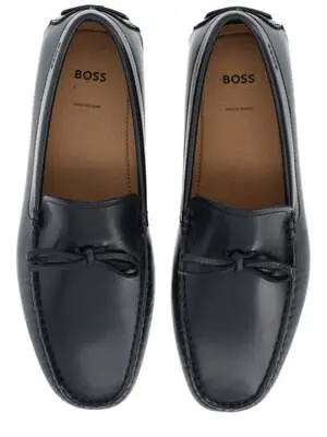 BOSS Leather Moccasin With Bow - Black