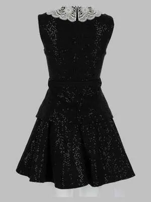 SELF-PORTRAIT Metallic Sequined Belted Dress