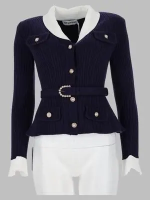 SELF-PORTRAIT Knitted Cardigan - Blue