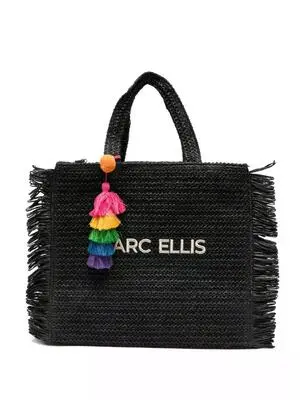 MARC ELLIS Buby S. Claire Fringe-trimmed Logo-embroidered Tote Bag - Black