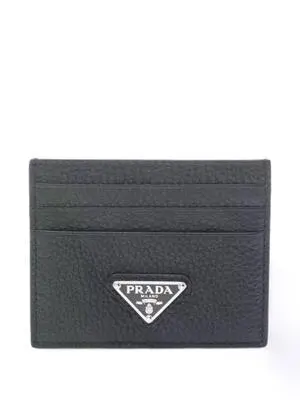 Prada 2020s Daino Trian Leather Card Holder