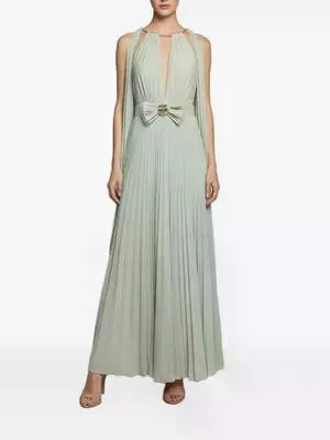 Elisabetta Franchi Plissé Sleeveless Maxi Dress