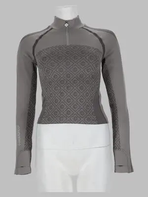 Casablanca Monogrammed Half Zip Top - Gray