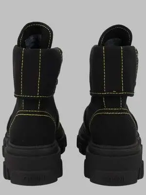 GANNI Contrast Stitching Lace Up Boots - Black
