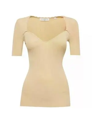 Sandro Rib-knit Sweetheart-neck Top