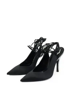 Attico Venus Crystal-embellished Ankle-wrap Pumps - Black