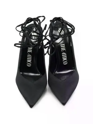 Attico Venus Crystal-embellished Ankle-wrap Pumps - Black
