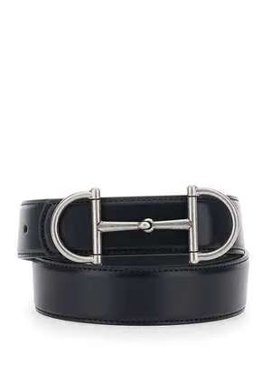 Gucci Belt With Horsebit On The Front In Leather For - Black