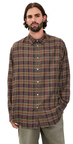 Acne Studios Setar Check Flannel Shirt - Green Multi