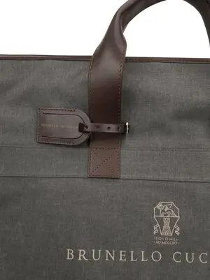 Brunello Cucinelli Techno Fabric And Calfskin Garment Bag - Multicolor